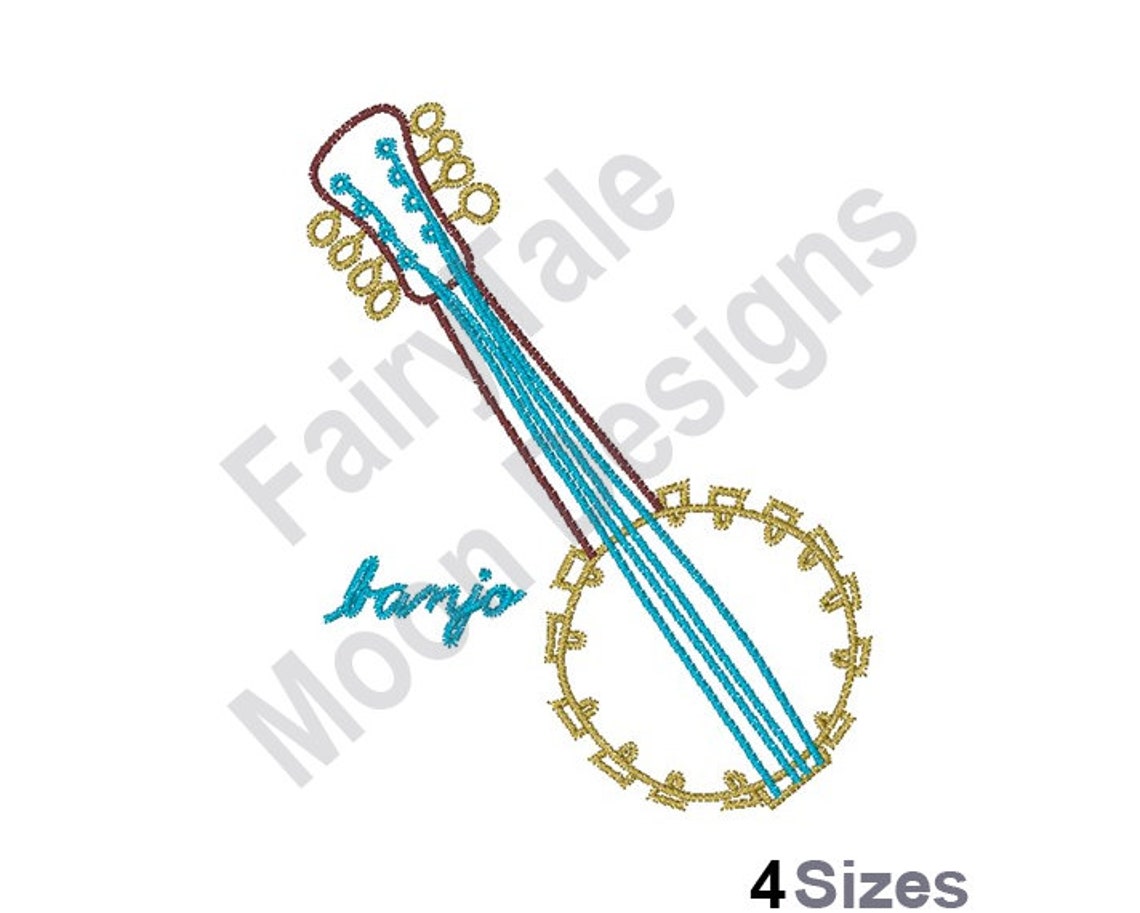 Banjo Machine Embroidery Design Banjo Outline Embroidery | Etsy