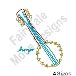 Banjo - Machine Embroidery Design, Banjo Outline Embroidery Pattern ...