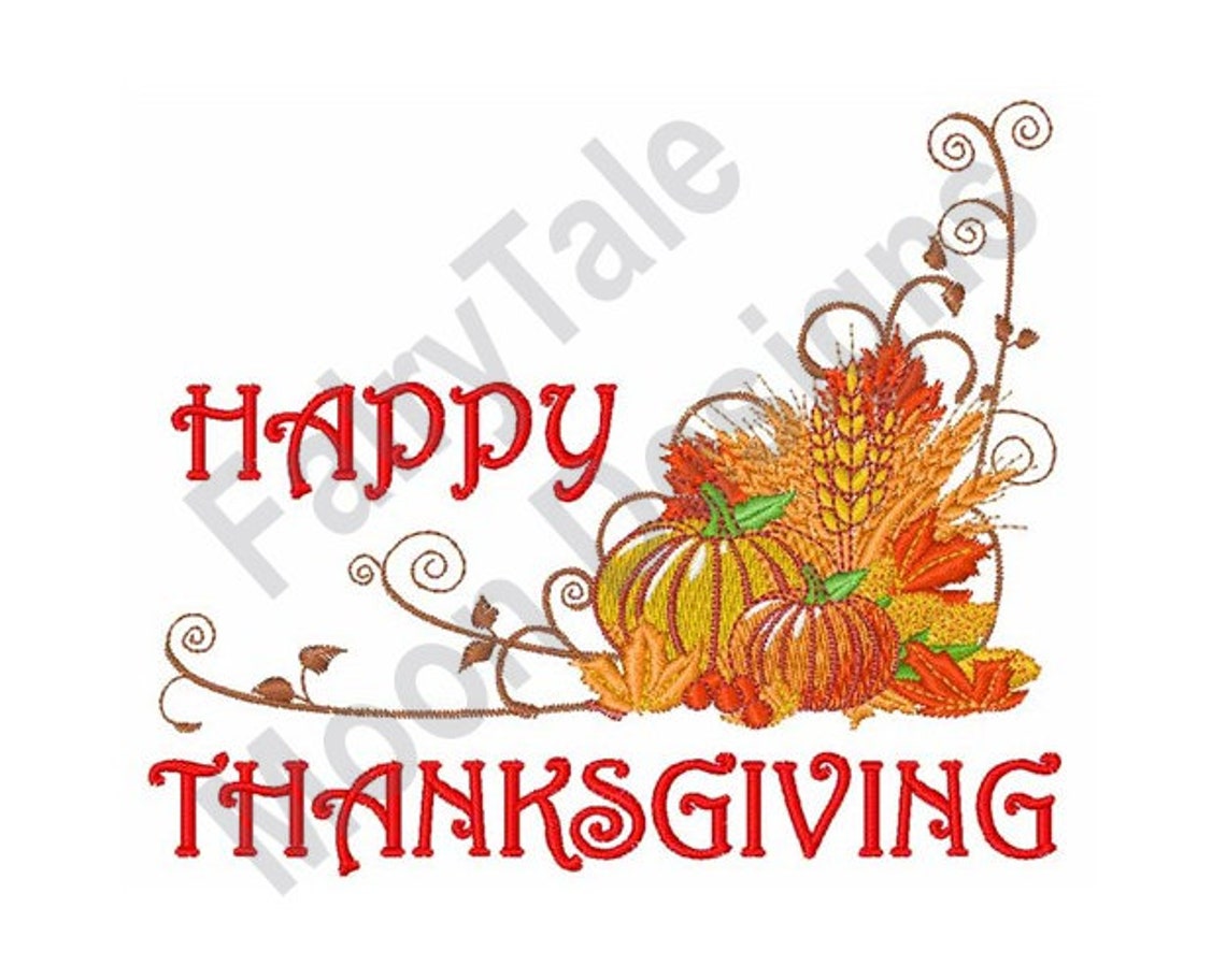 Happy Thanksgiving Machine Embroidery Design Autumn Pumpkin - Etsy