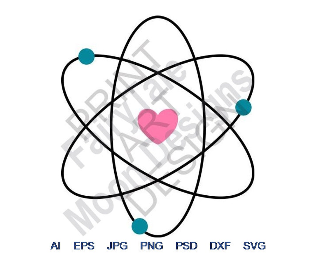 Atom Heart Svg, Dxf, Eps, Png, Jpg, Vector Art, Clipart, Cut File ...