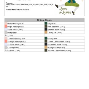 10 Lords A-leaping Machine Embroidery Design, 12 Days of Christmas Song ...