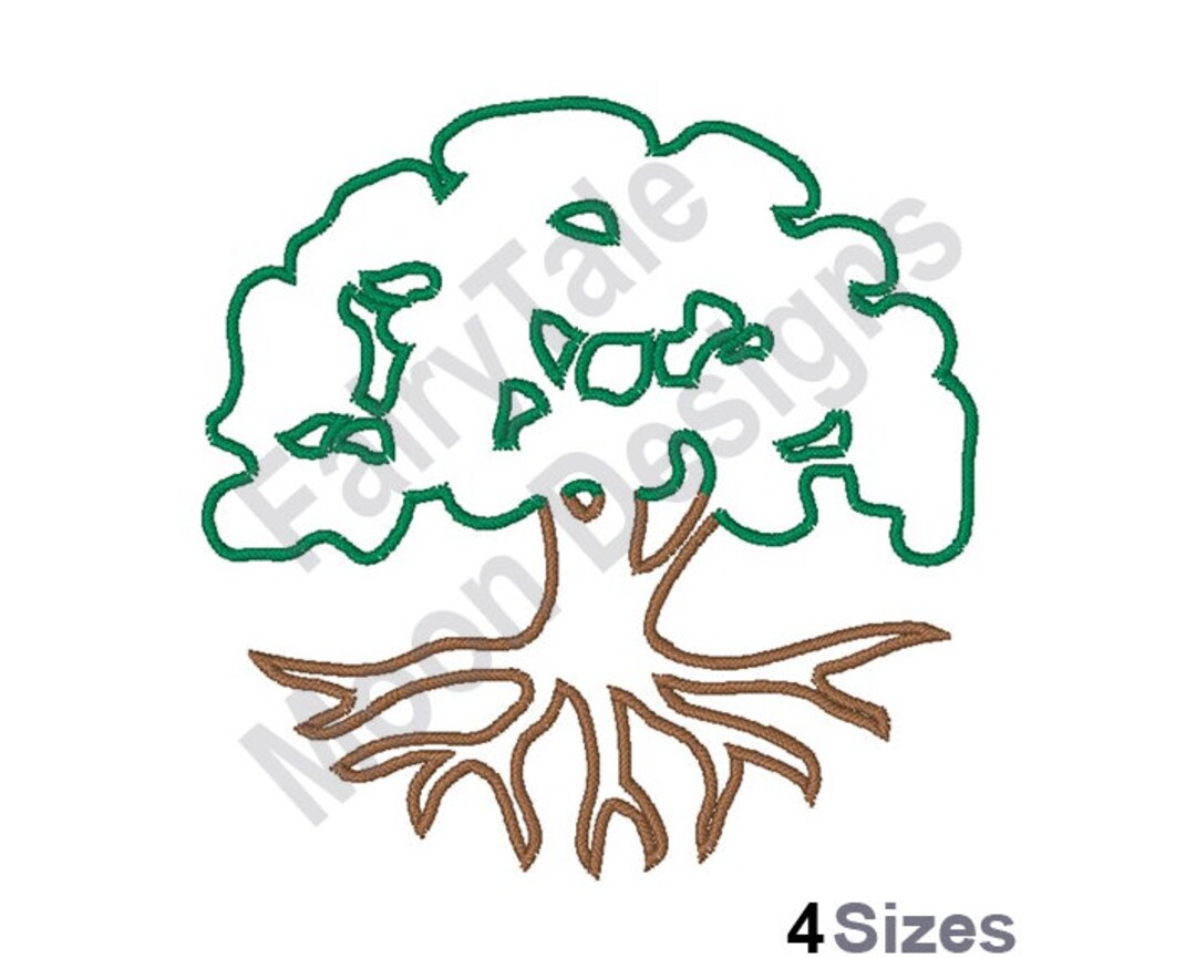 Tree Outline Machine Embroidery Design Tree Roots Outline - Etsy