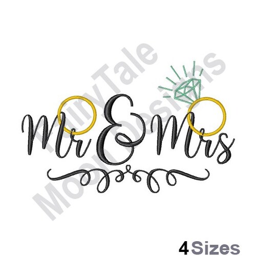 Mr & Mrs Wedding Rings Machine Embroidery Design Bridal - Etsy