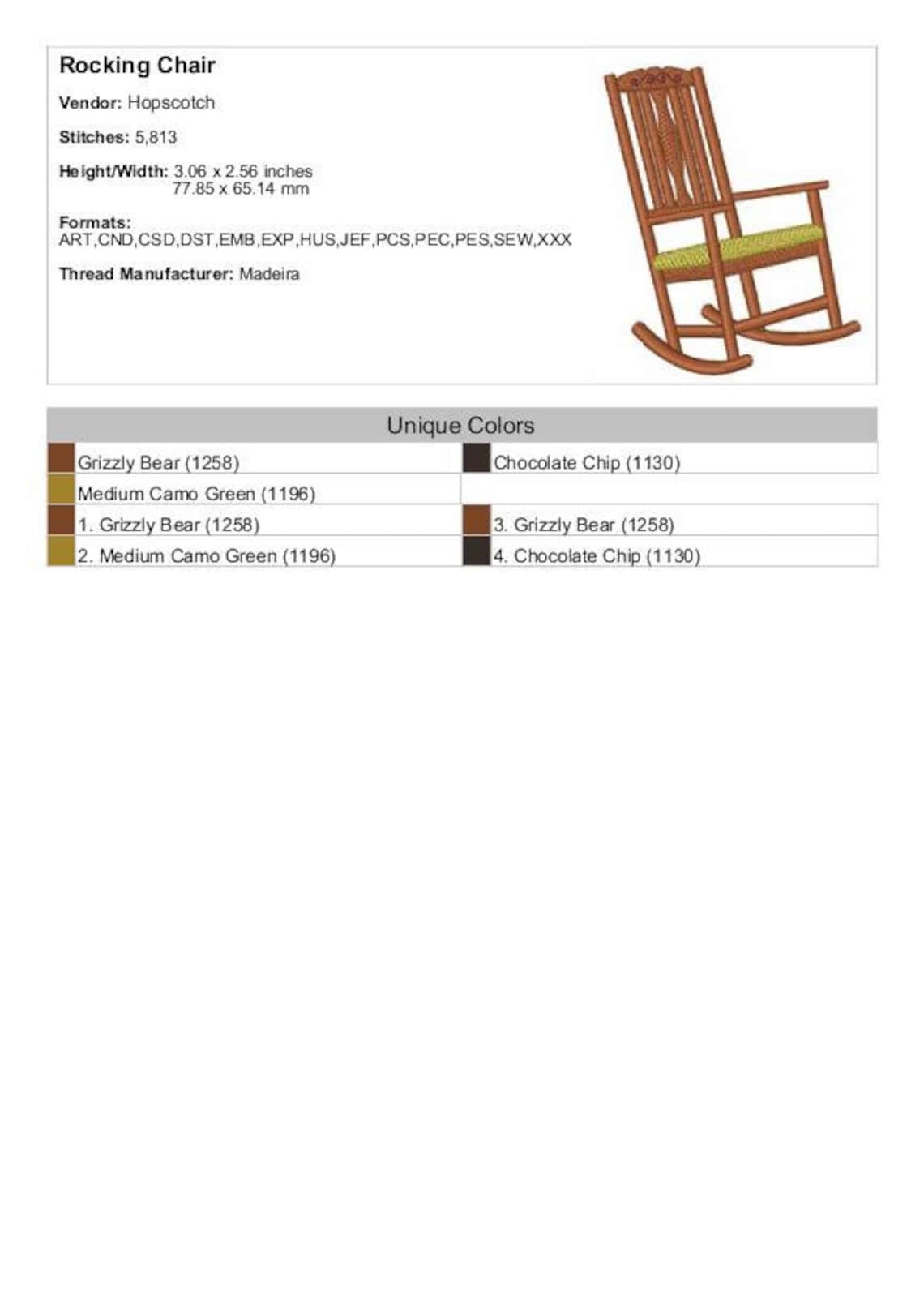 Rocking Chair - Machine Embroidery Design, Rocker Embroidery Pattern ...