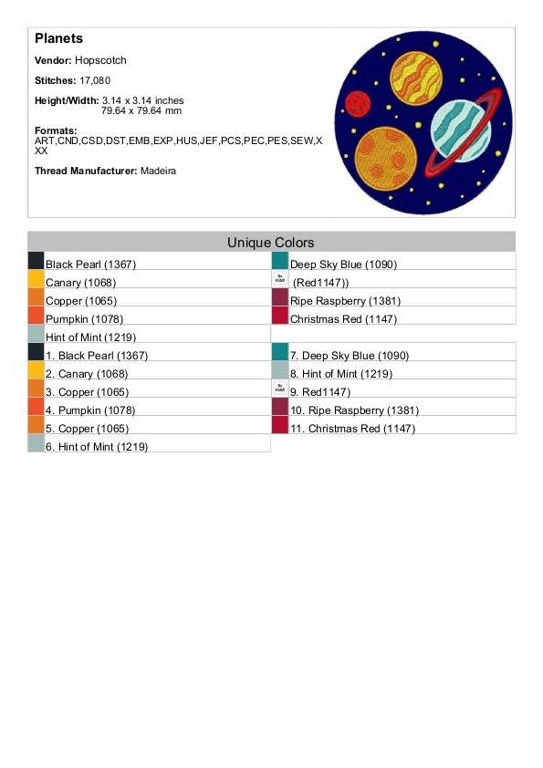 Planets Machine Embroidery Design Solar System Embroidery - Etsy