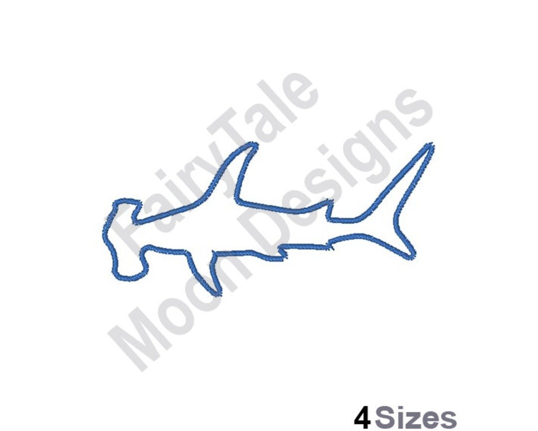 Hammerhead Shark - Machine Embroidery Design, Shark Outline Embroidery ...