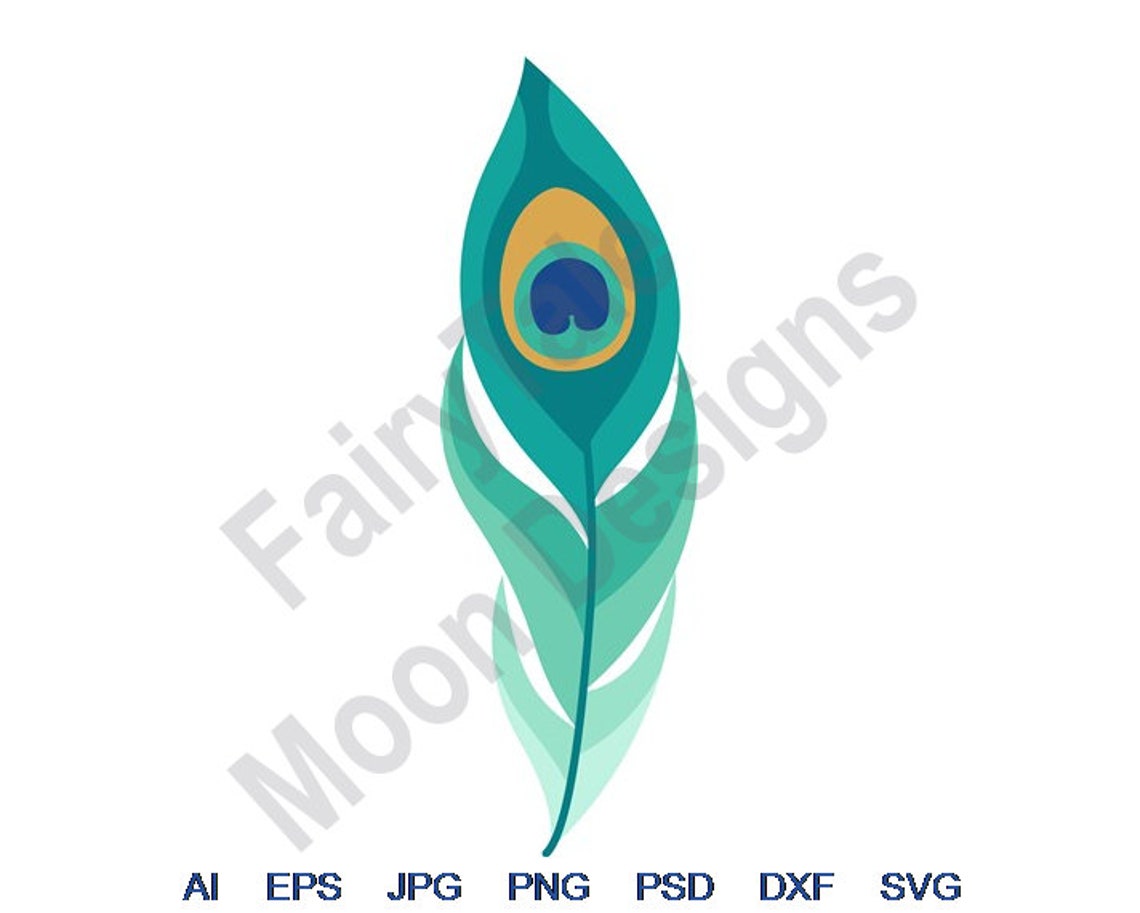 Peacock Feather Svg Dxf Eps Png Jpg Vector Art - Etsy