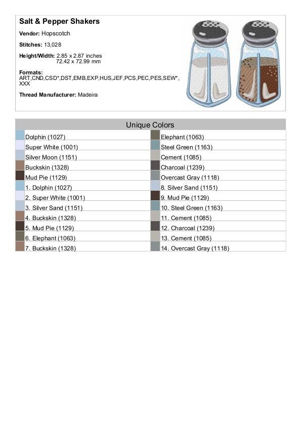 Salt & Pepper Shakers Machine Embroidery Design Salt and - Etsy