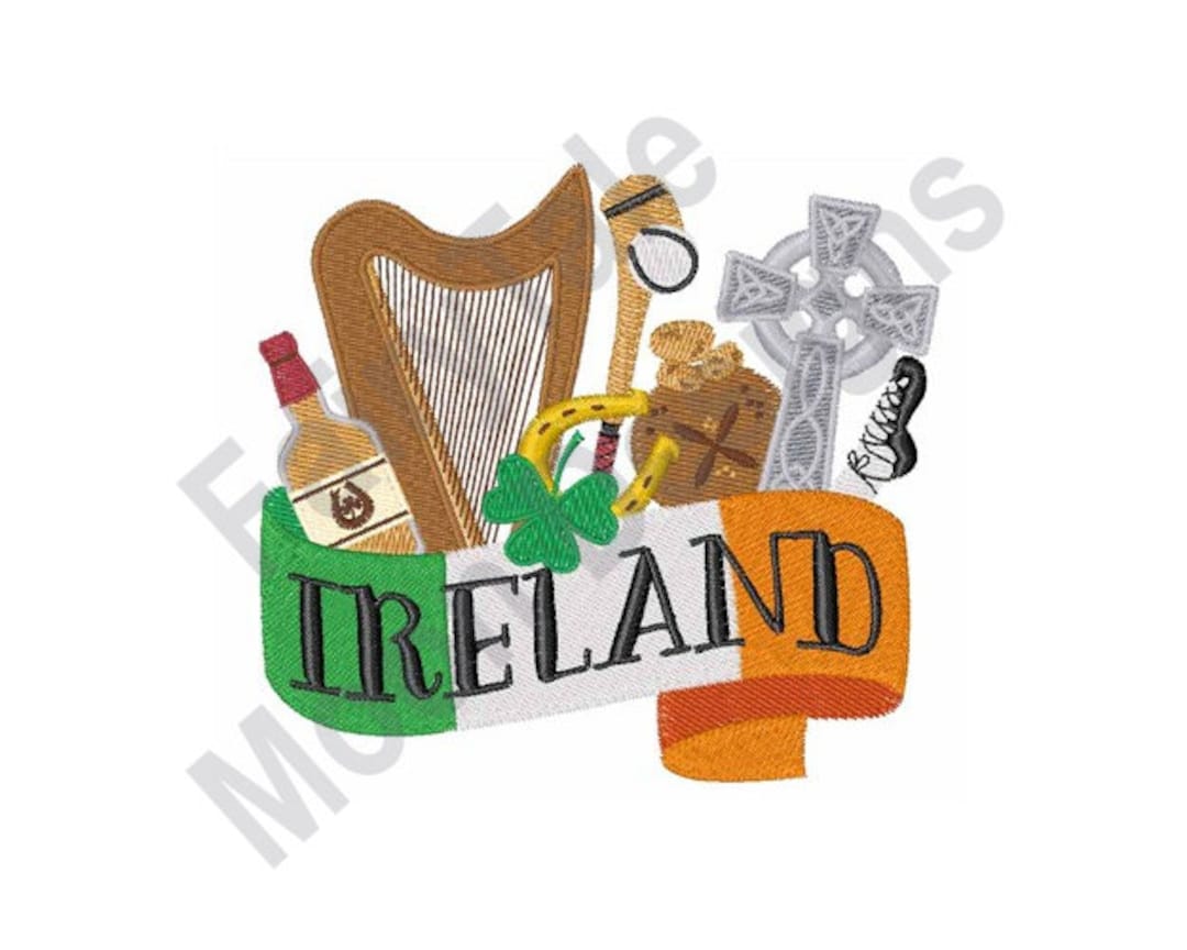Ireland - Machine Embroidery Design, Irish Flag, Celtic Harp, Irish ...