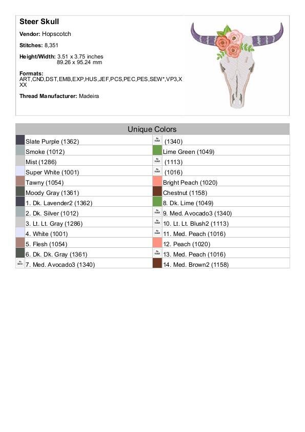 Steer Skull Machine Embroidery Design Longhorn Skull - Etsy