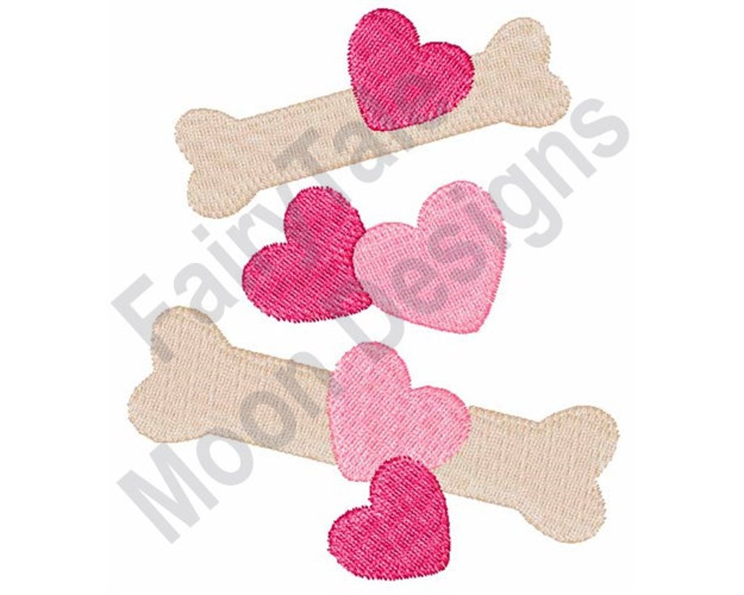 Dog Bones and Hearts Machine Embroidery Design I Love Dogs - Etsy