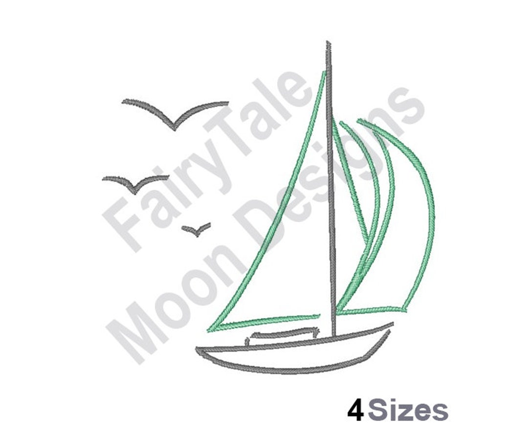 Sail Boat - Machine Embroidery Design, Nautical Sailboat Embroidery ...