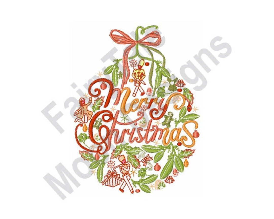 Merry Christmas Machine Embroidery Design, Christmas Tree Ornament ...