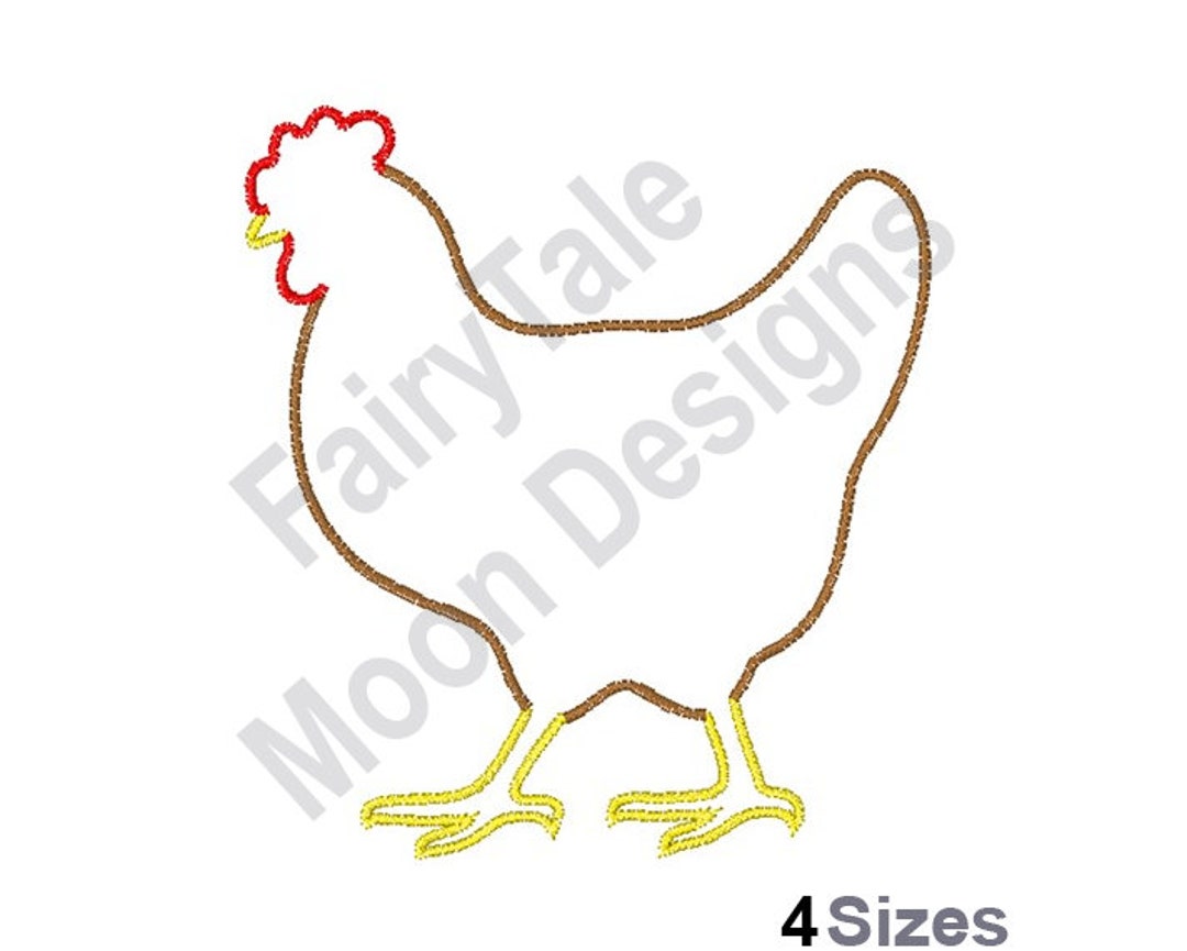 Chicken Outline - Machine Embroidery Design, Country Chicken Embroidery ...