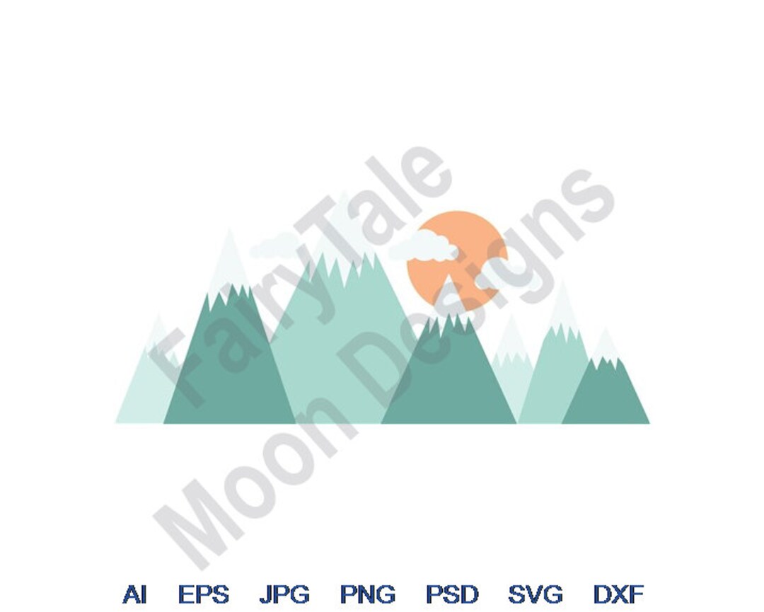 Snowy Mountains Svg, Dxf, Eps, Png, Jpg, Vector Art, Clipart, Cut File ...