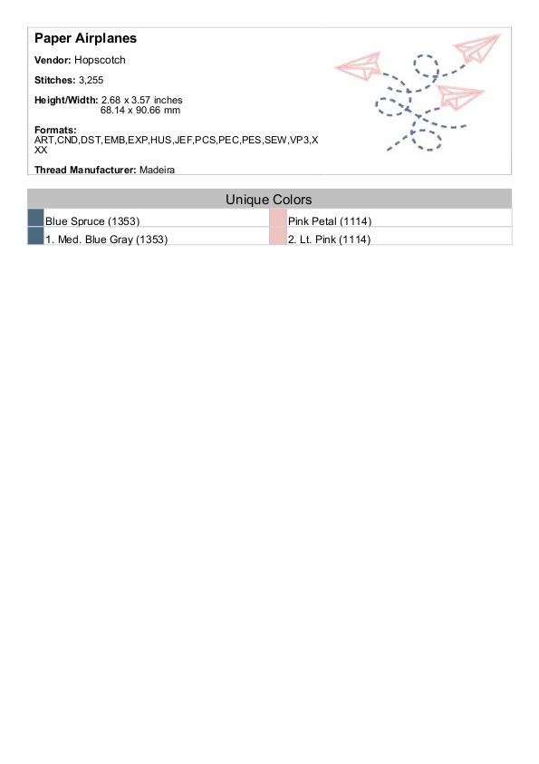 Paper Airplanes Machine Embroidery Design Paper Airplane | Etsy