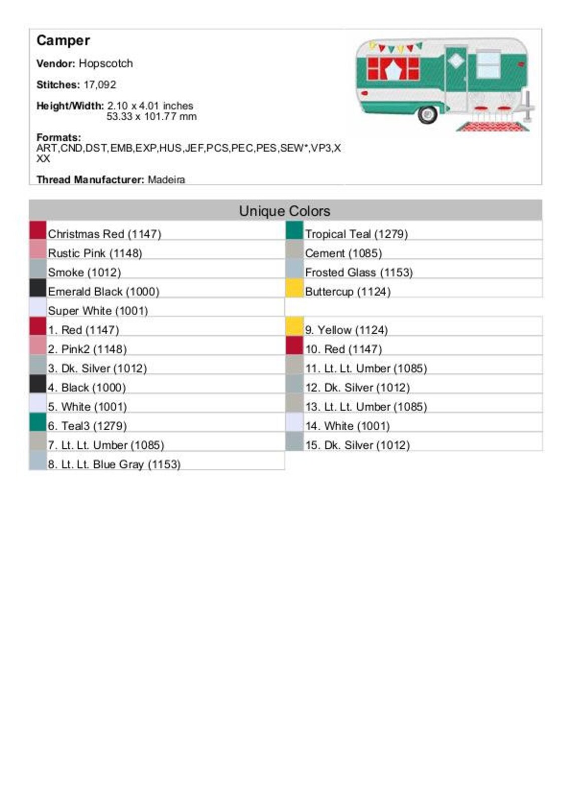 Camper machine Embroidery Design Travel Trailer Embroidery | Etsy