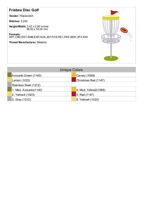 Frisbee Disc Golf Machine Embroidery Design Disc Golf - Etsy