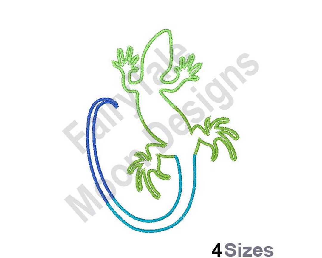 Lizard Outline - Machine Embroidery Design, Gecko Outline, Newt ...