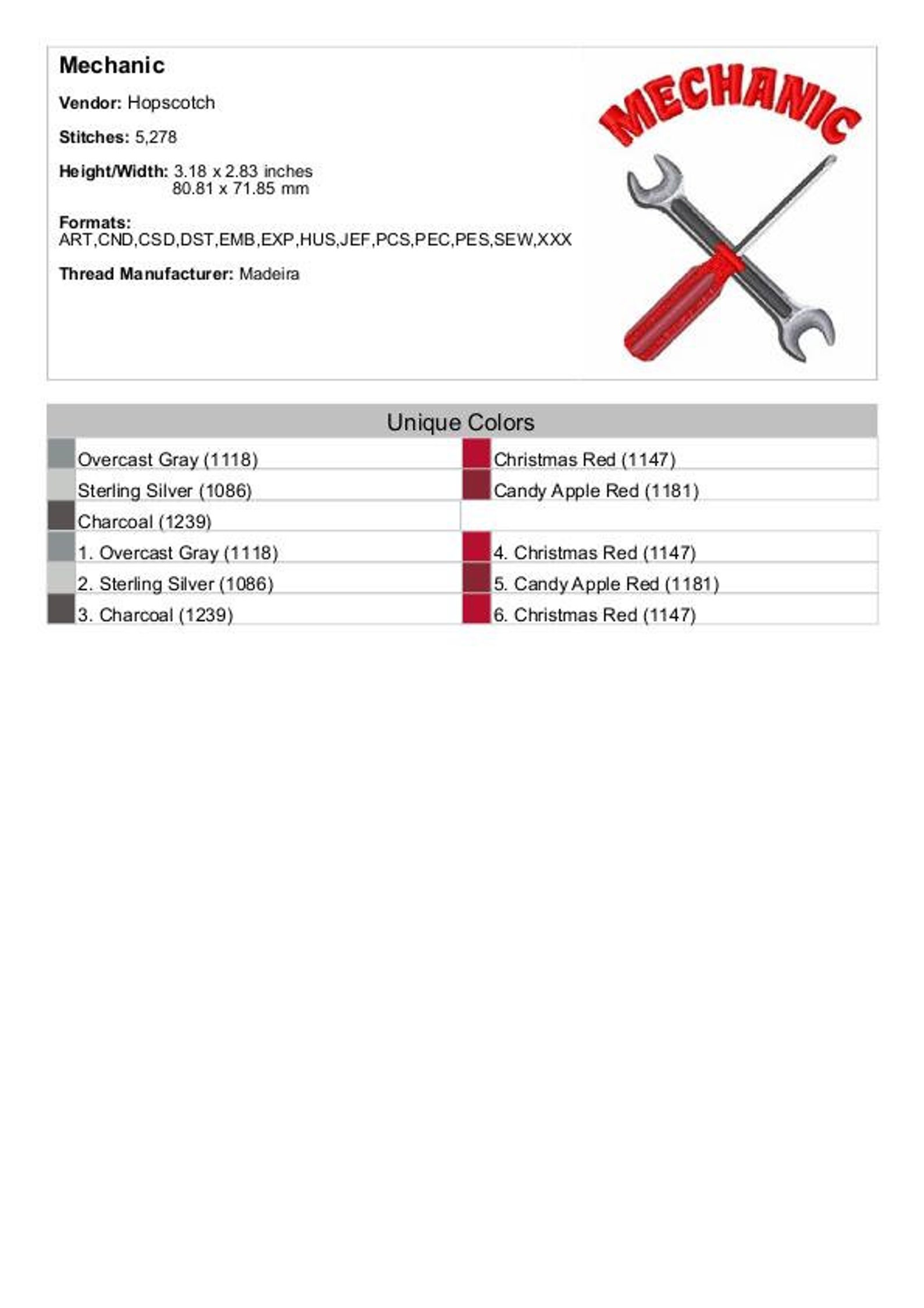 Mechanic Tools Machine Embroidery Design Screwdriver & - Etsy
