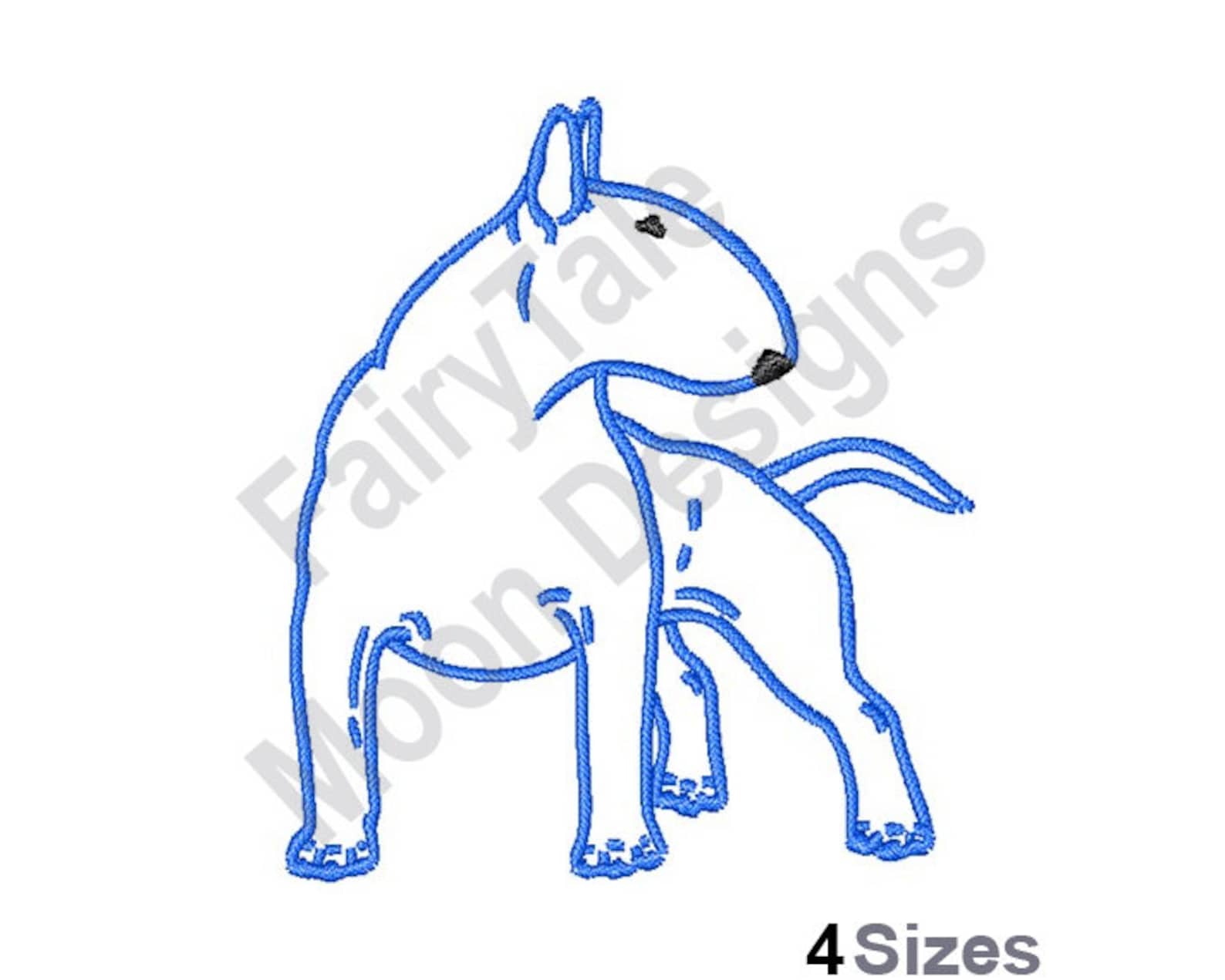 Bull Terrier Machine Embroidery Design Bull Terrier Outline - Etsy