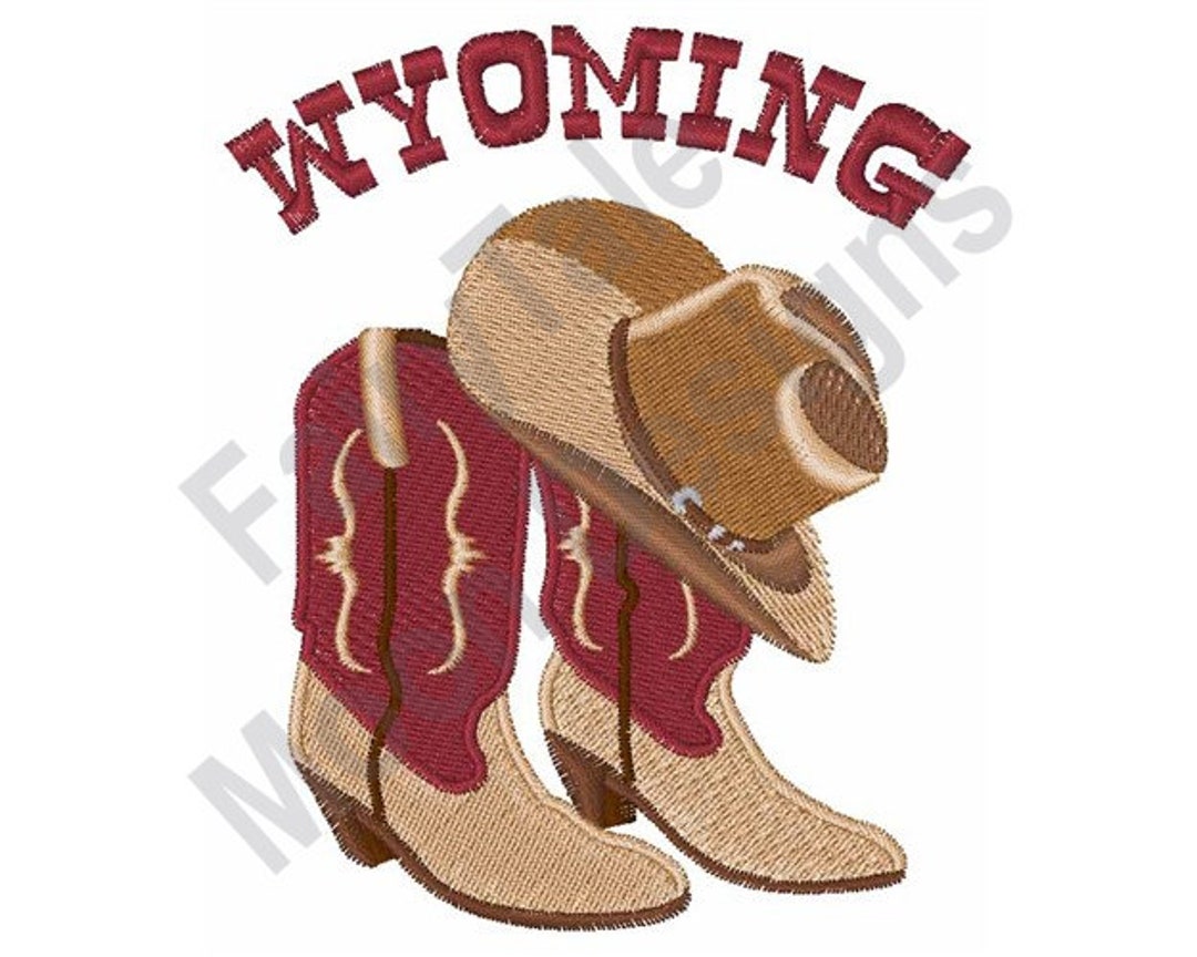 Wyoming Machine Embroidery Design, Cowboy Boots Embroidery Pattern ...