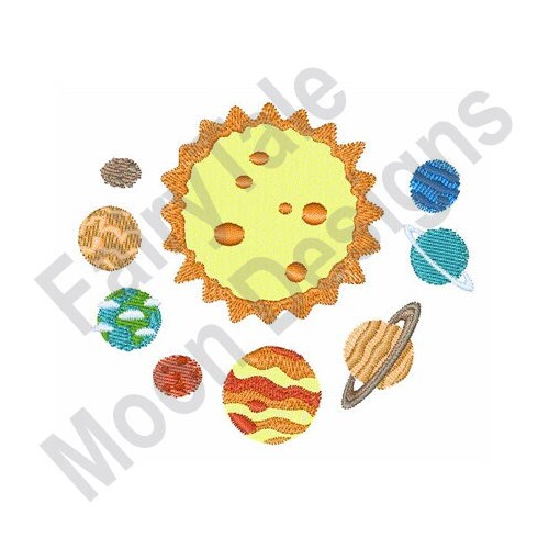Planets Machine Embroidery Design Solar System Embroidery - Etsy