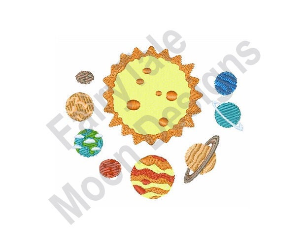 Solar System Machine Embroidery Design Sun & Planets - Etsy