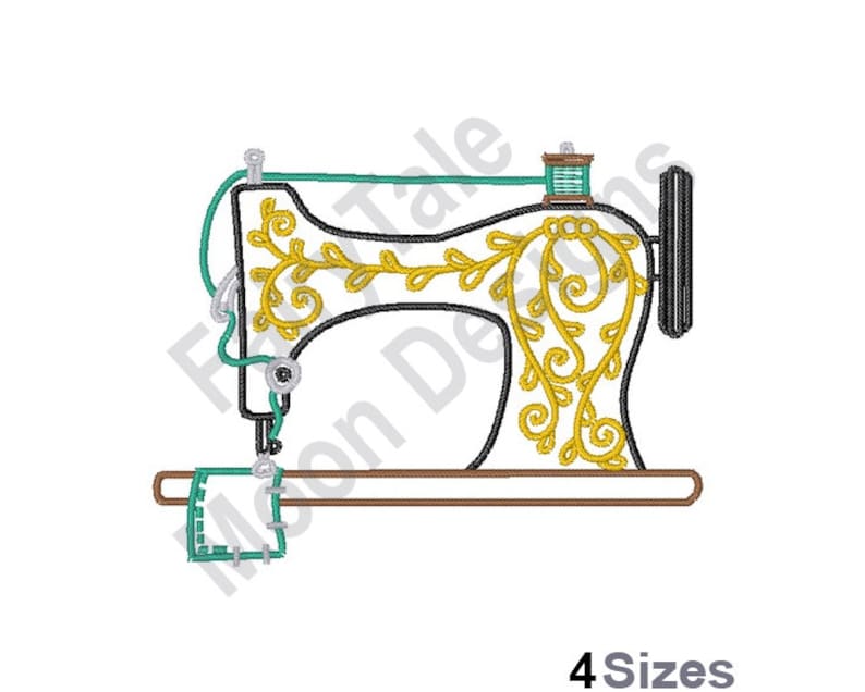 Sewing Machine Outline - Machine Embroidery Design, Vintage Treadle ...