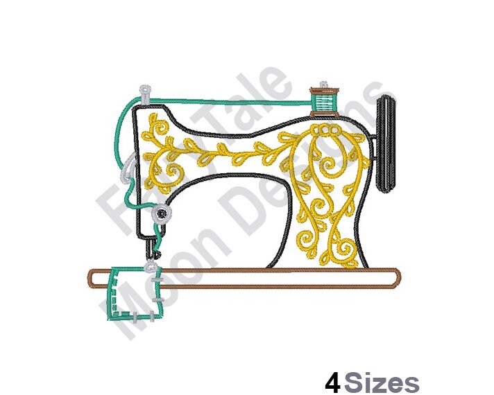 Sewing Machine Outline - Machine Embroidery Design, Vintage Treadle ...
