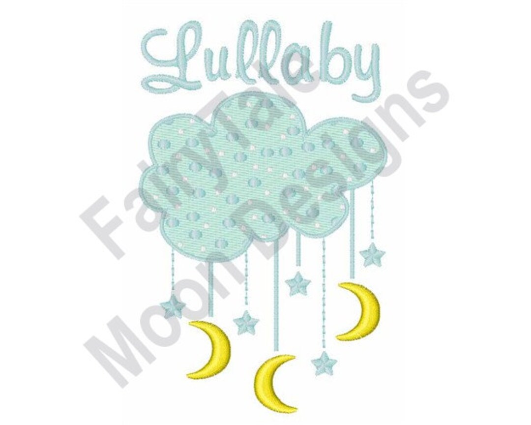 Lullaby Moon & Stars Machine Embroidery Design, Cradle Song Embroidery ...