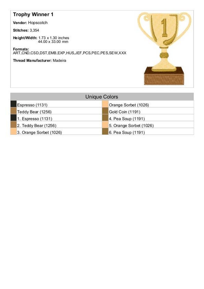 Winner Trophy - Machine Embroidery Design, First Place Award Embroidery ...