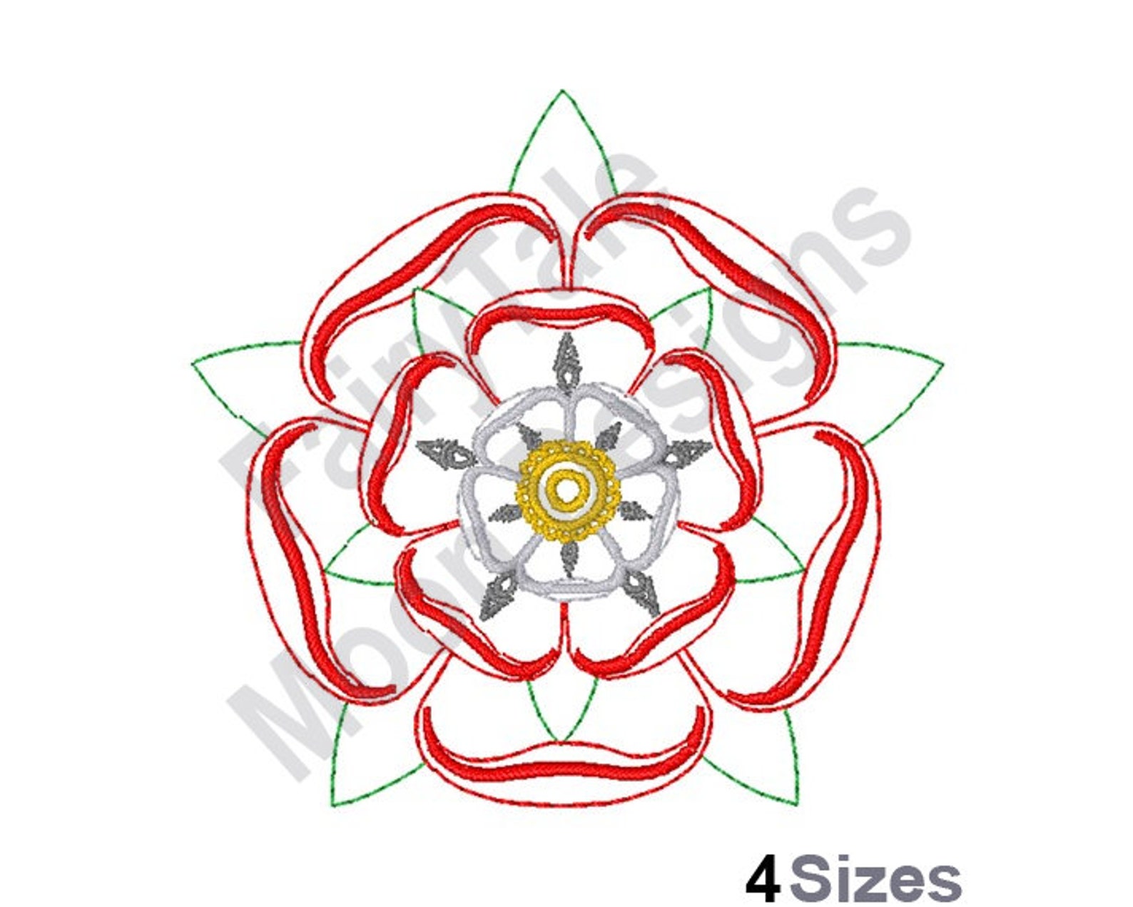 Tudor Rose Outline Machine Embroidery Design Union Rose - Etsy