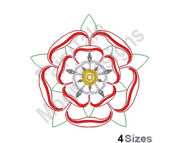 Tudor Rose Outline Machine Embroidery Design Union Rose | Etsy