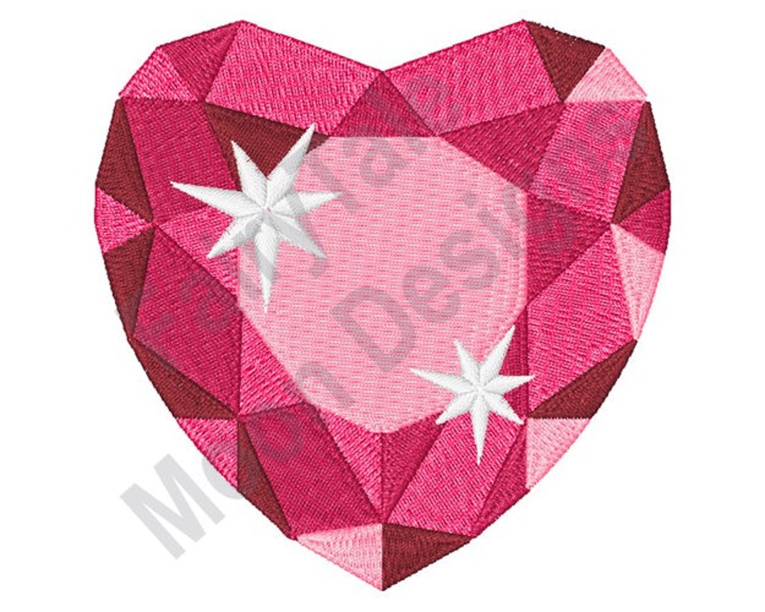 Ruby Heart - Machine Embroidery Design, Red Ruby Heart Embroidery ...