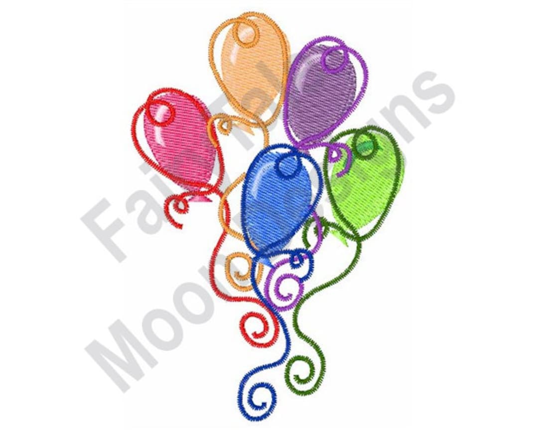 Balloons Machine Embroidery Design, Color Balloons Embroidery Pattern ...