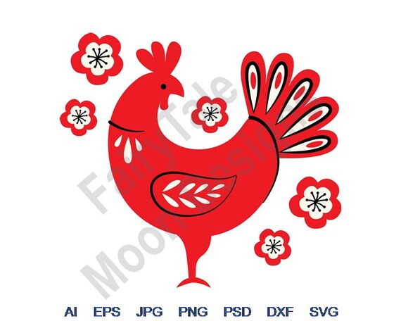Rooster Svg Dxf Eps Png Jpg Vector Art Clipart Cut - Etsy