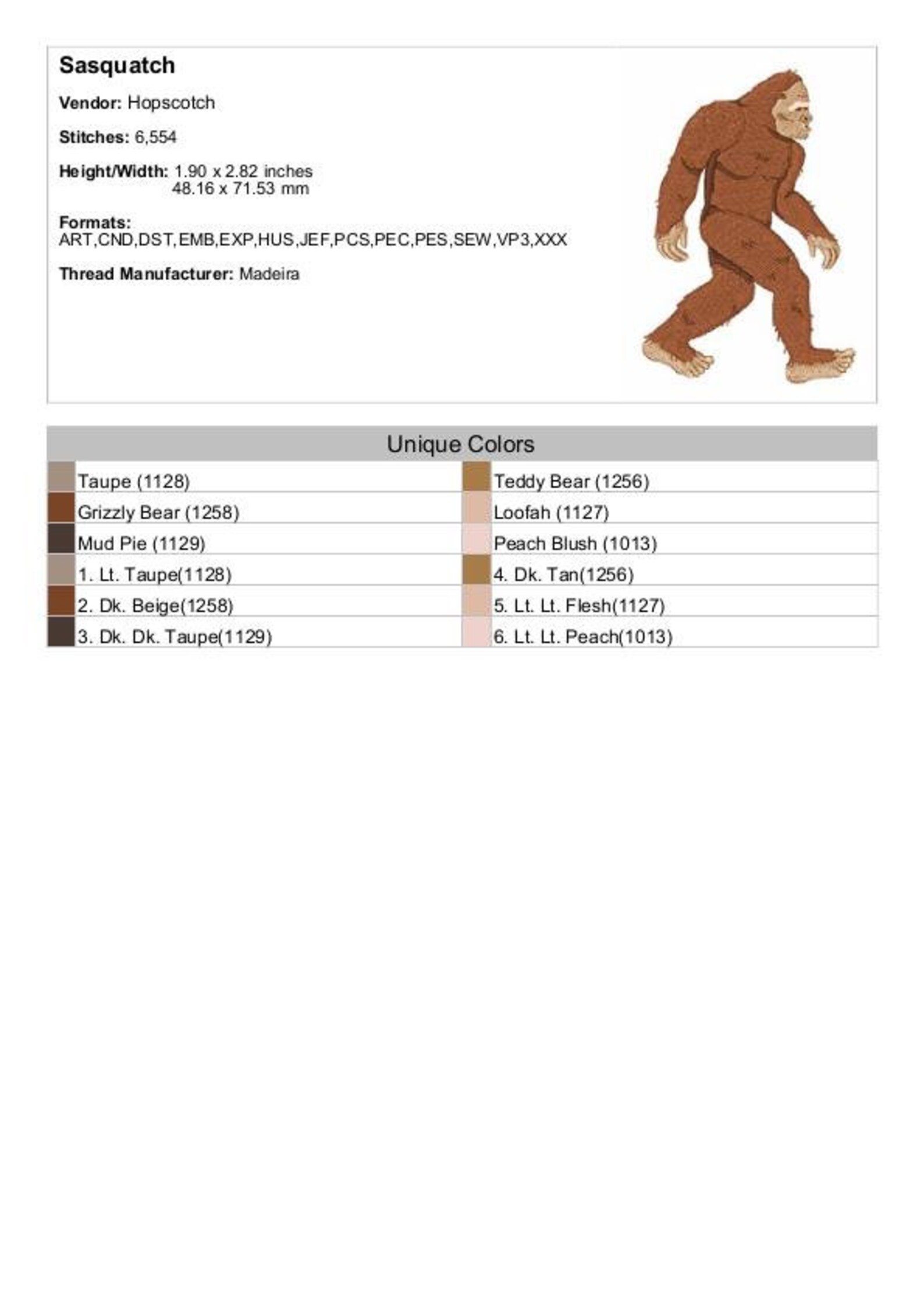 Sasquatch Machine Embroidery Design Bigfoot Embroidery | Etsy