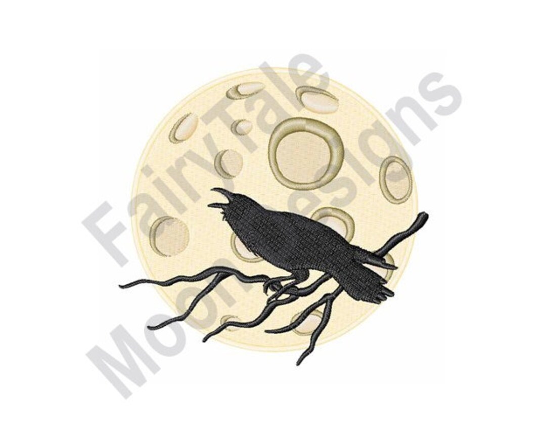 Halloween Crow - Machine Embroidery Design, Full Moon Embroidery ...