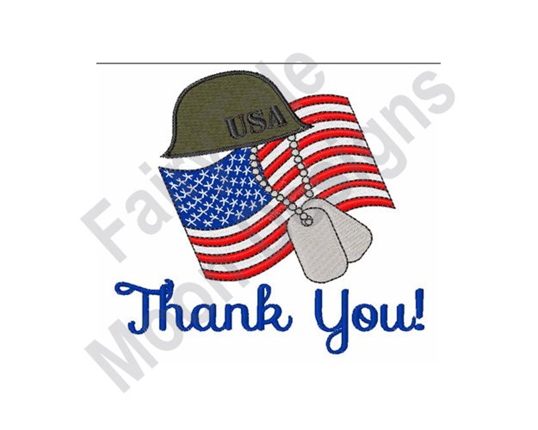 Thank You - Machine Embroidery Design, American Flag, Fallen Soldier ...