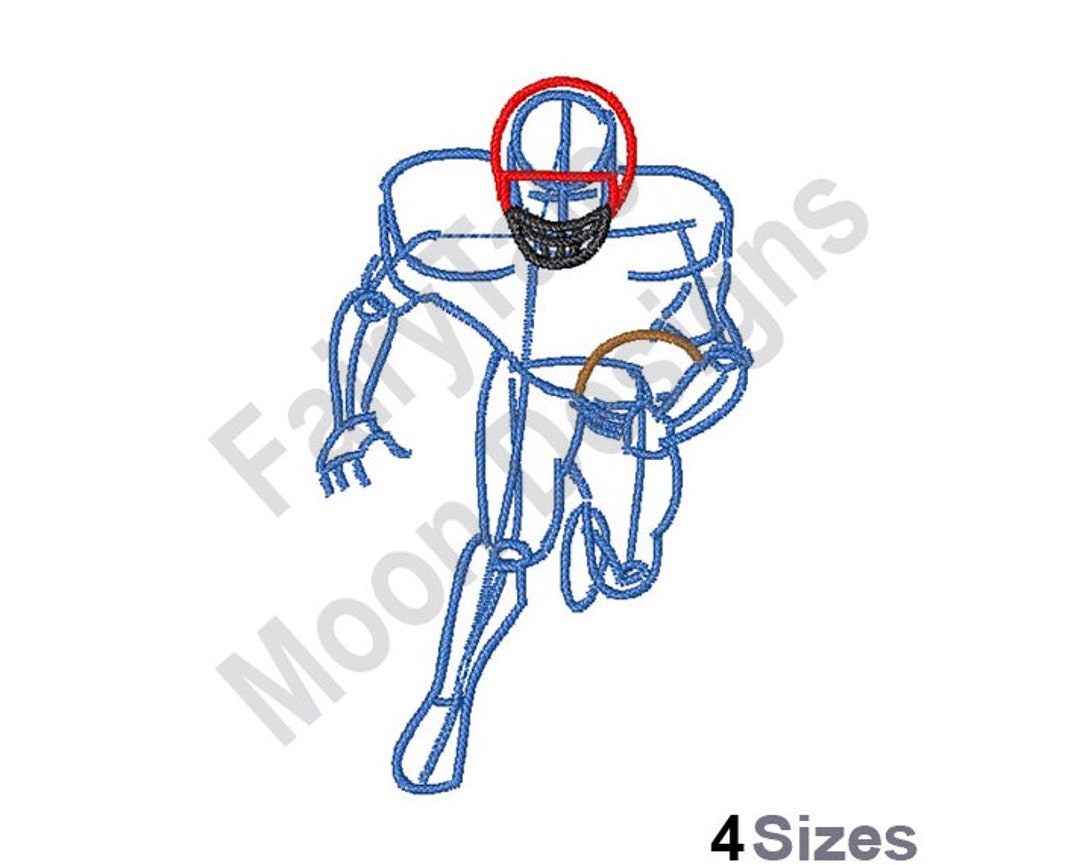 Football Player Machine Embroidery Design, Football Player Outline ...