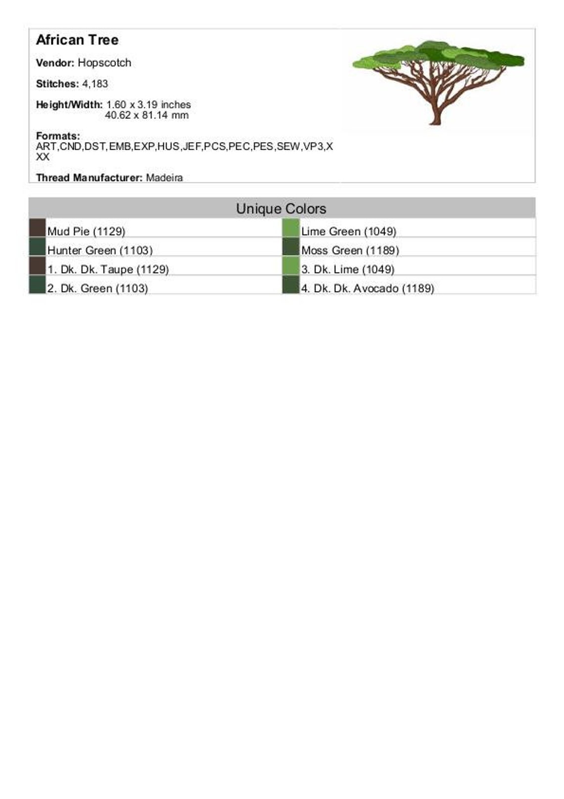 African Tree Machine Embroidery Design Acacia Tree | Etsy