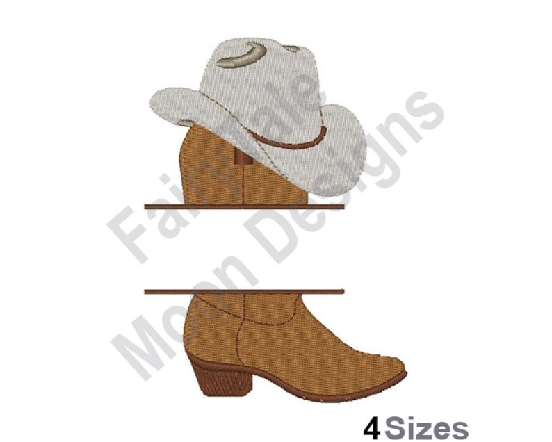 Boot & Hat Name Drop - Machine Embroidery Design, Split Cowboy Boot ...