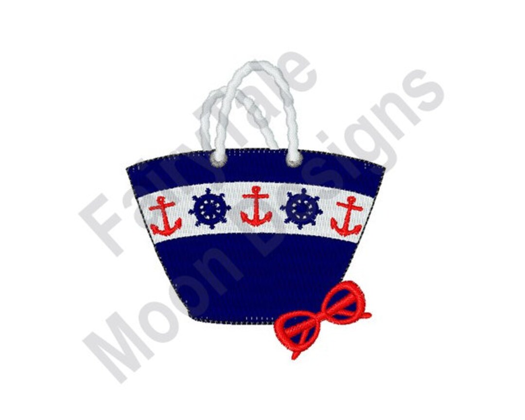 Nautical Beach Bag - Machine Embroidery Design, Women's Tote Bag ...