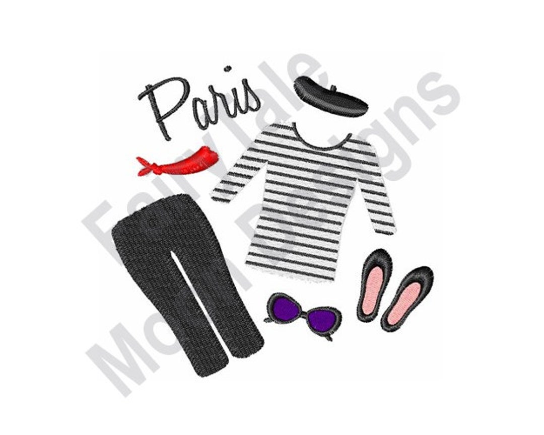 Paris Clothes - Machine Embroidery Design, Paris Mime Artist Costume ...