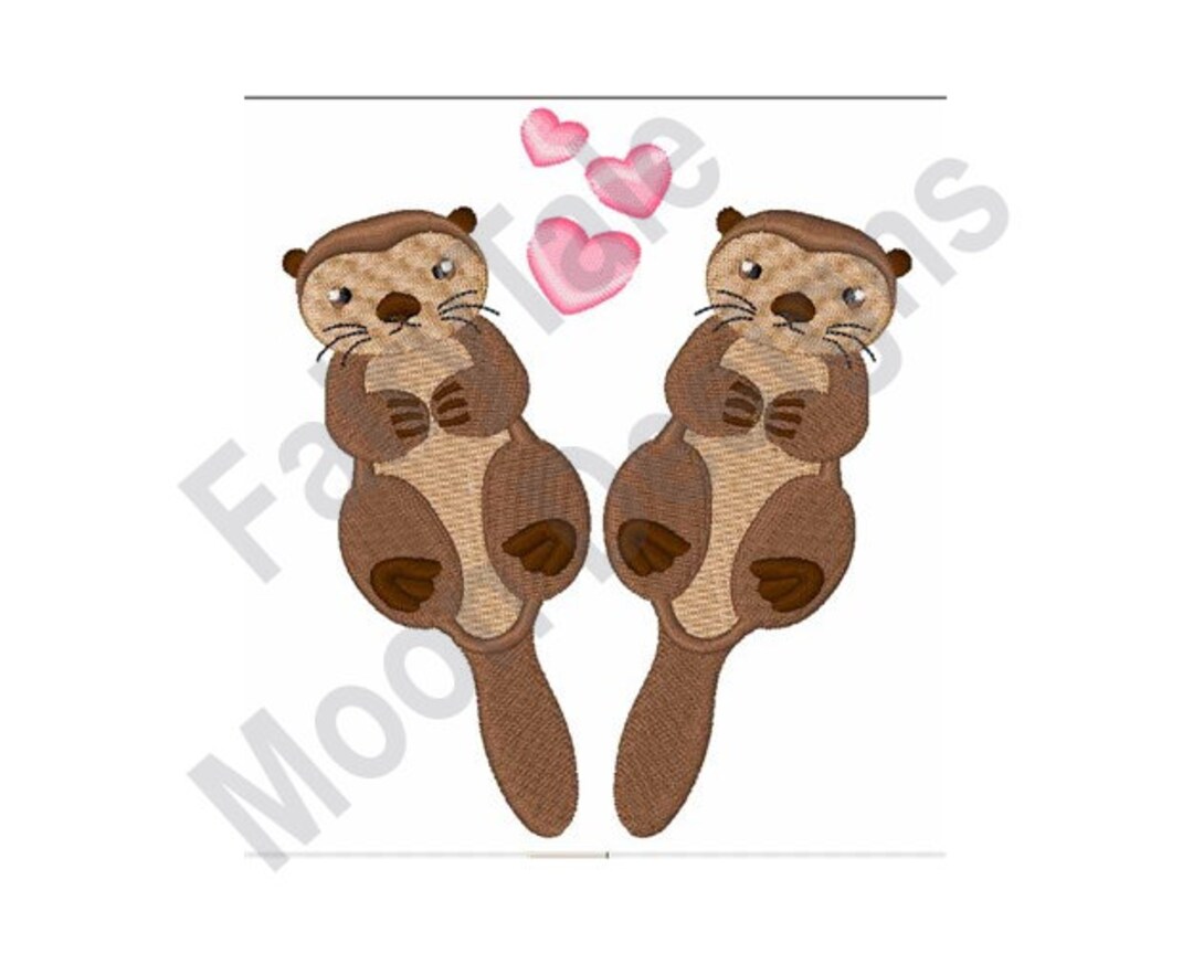 Love Otters - Machine Embroidery Design, Otter Love Couple Embroidery ...