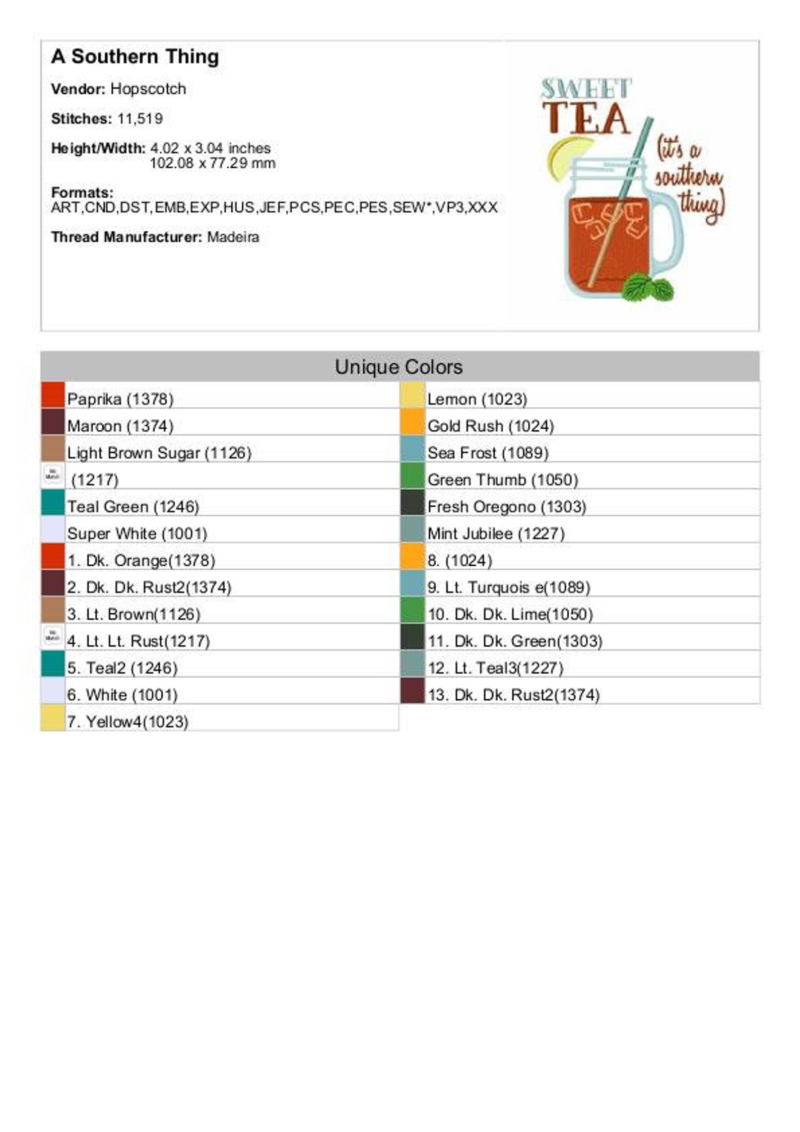 A Southern Thing Machine Embroidery Design Sweet Iced Tea | Etsy