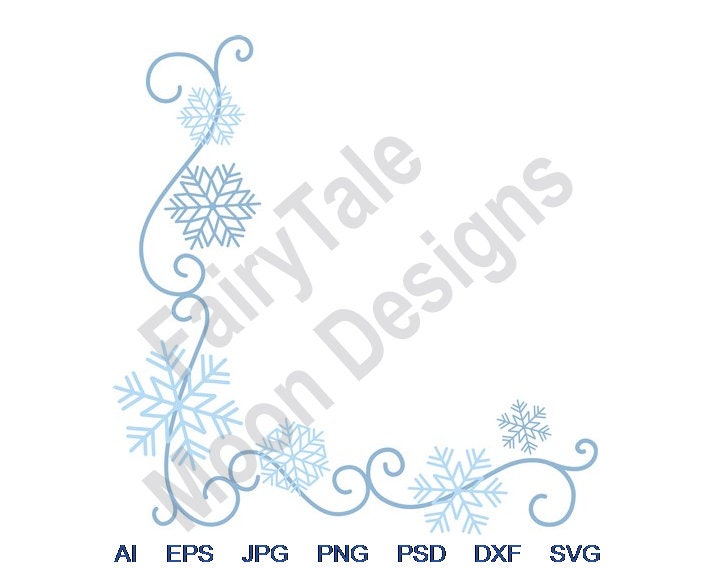 Snowflake Corner Svg Dxf Eps Png Jpg Vector Art | Etsy