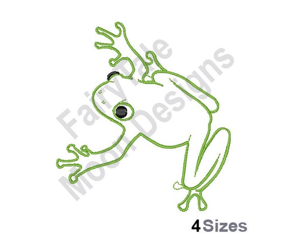 Outline Frog Machine Embroidery Design Green Treefrog | Etsy