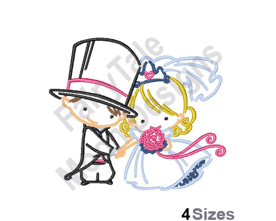 Wedding Couple - Machine Embroidery Design, Married Couple Outline ...